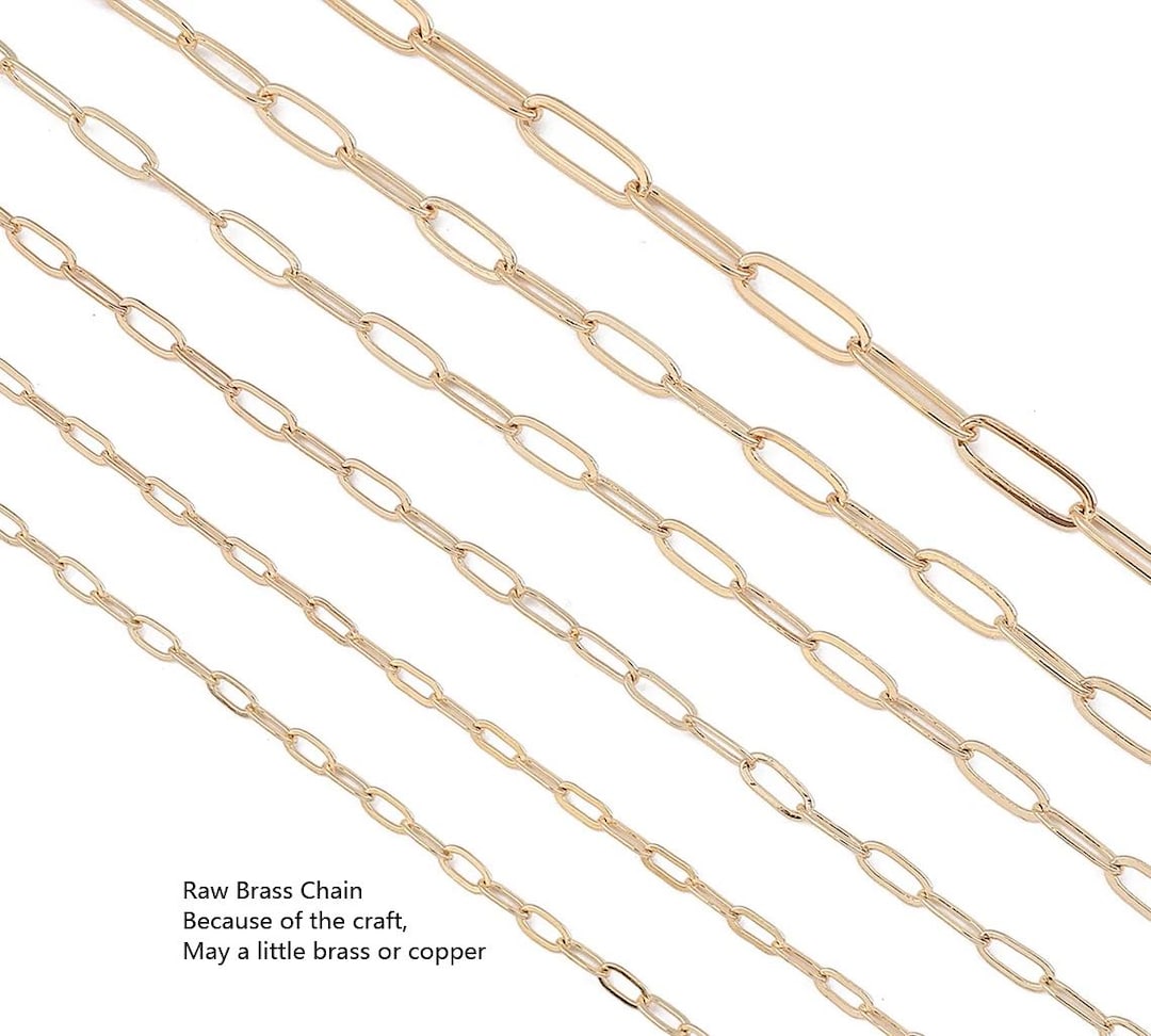 Oval Link Chain, Paperclip Cable Chain, Necklace Chain, Raw Brass Chain ...