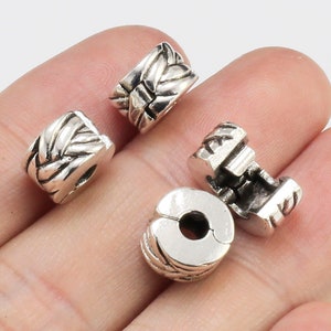 Braid Lace Stopper Beads, Clip Lock Beads, Silver Tone Brass Beads ...