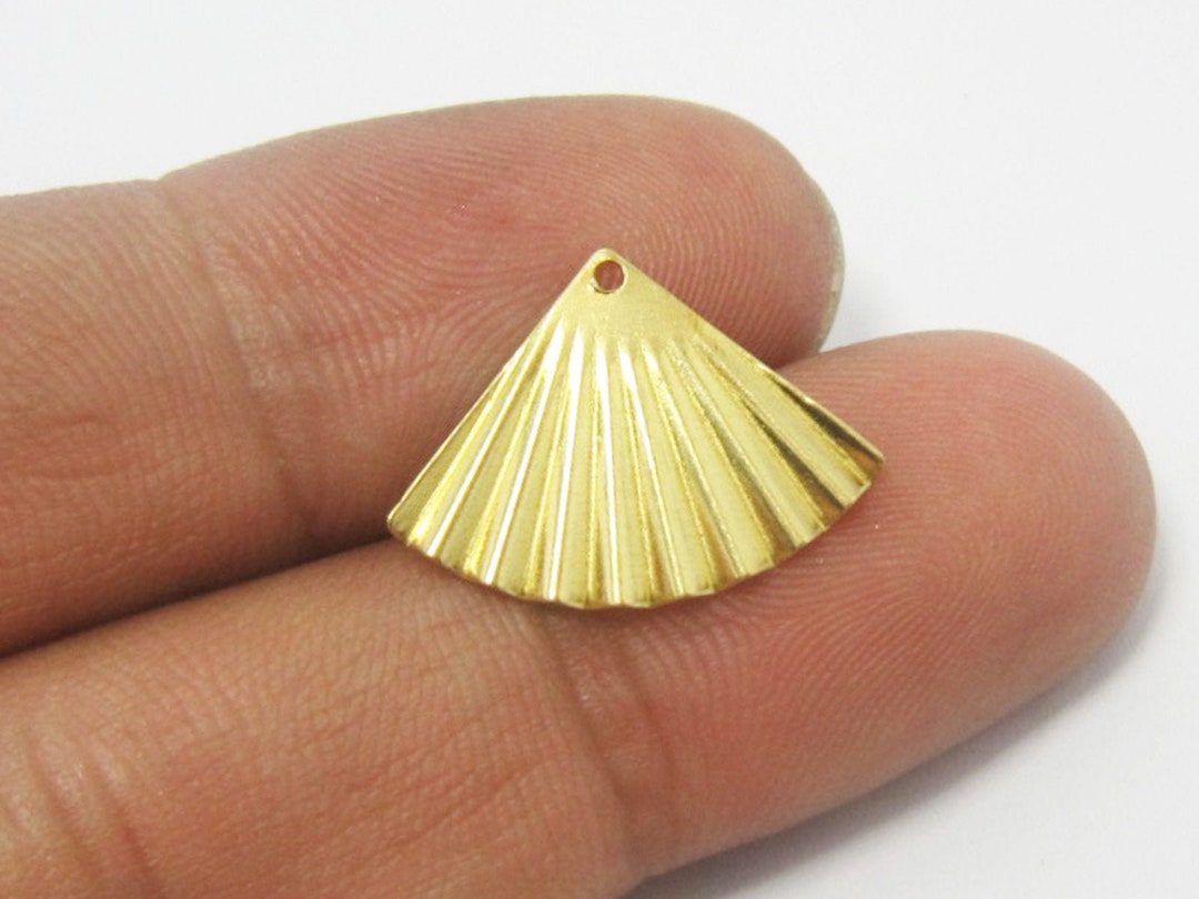 Brass Charms, Wavy Fan Shaped Earring Charms, 19.5x14.5mm, Earring ...