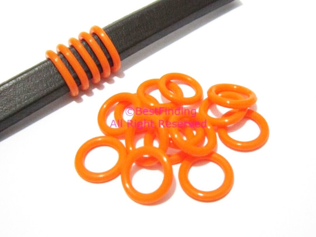 30pcs 12mm Orange Licorice Silicone O Rings Leather Rubber Stopper ...