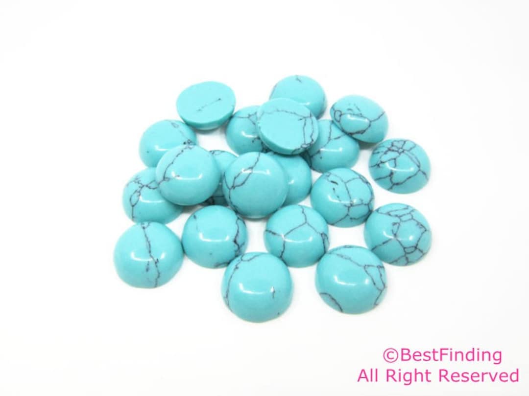 10pcs Turquoise Cabochon, Round Flat Back, Jewelry Making, 8mm, 10mm ...