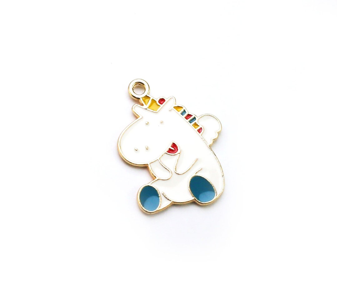 Enamel Unicorn Charm, Metal Unicorn Pendant, Enamel Earring Charms ...