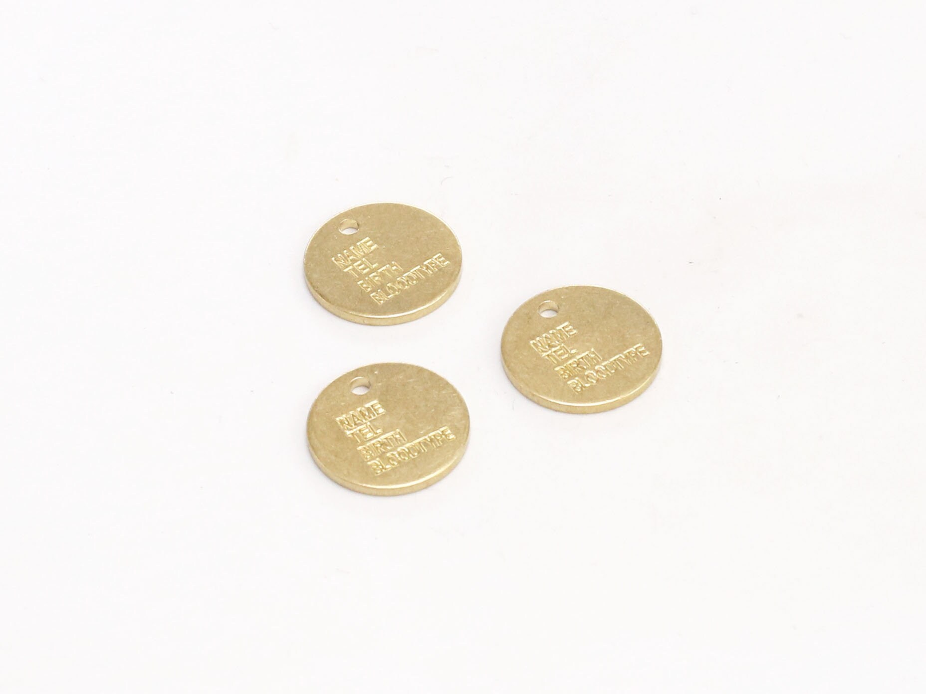 Brass Name Tags Brass Round Charm Engraved Nametags Brass - Etsy