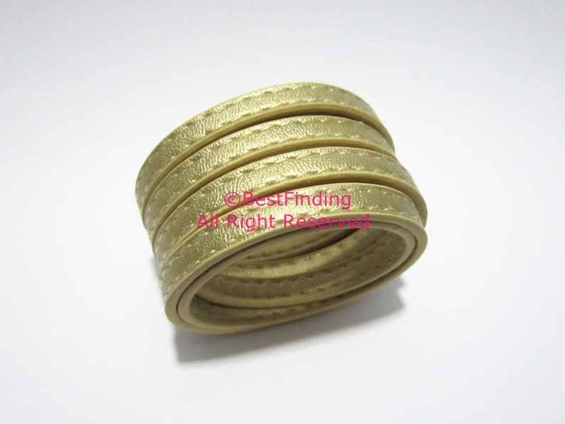Leather Cord 6x2mm Gold Leather Cord Stitched 6mm Flat Leather - Etsy