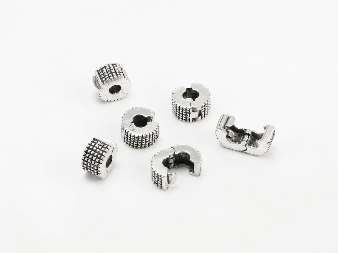 Salient Point Stopper Beads, Clip Lock Beads, Silver Tone, Brass Beads ...