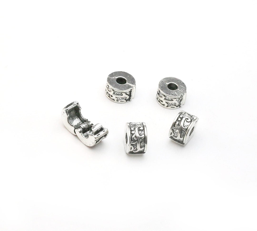 Silver Stopper Beads, Clip Lock Beads, Flower Vine Beads, Religion ...