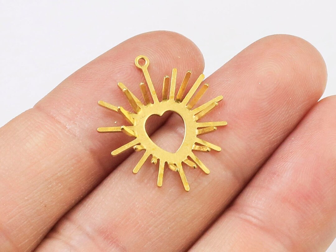 Brass Prong Setting, Brass Heart Charms, Earrings Findings, 22x19.5x5mm ...