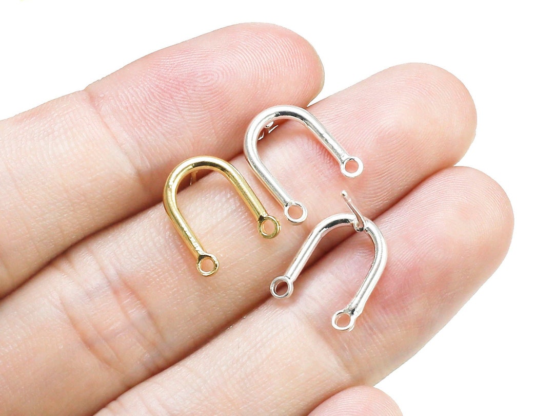 U Shaped Earring Post, Stud Earrings With Loop, Earring Findings, Real ...