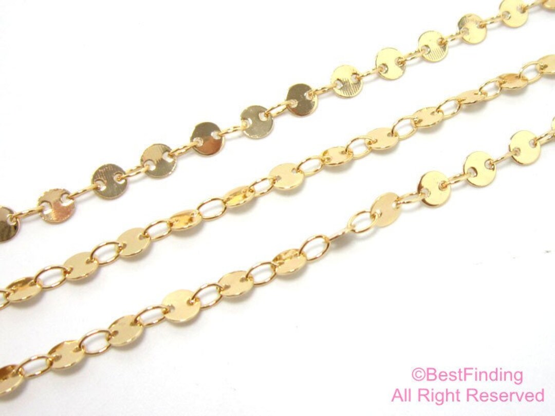 Gold Coin Chain, Small Link Chain, Handmade Brass Chain, Necklace Chain ...