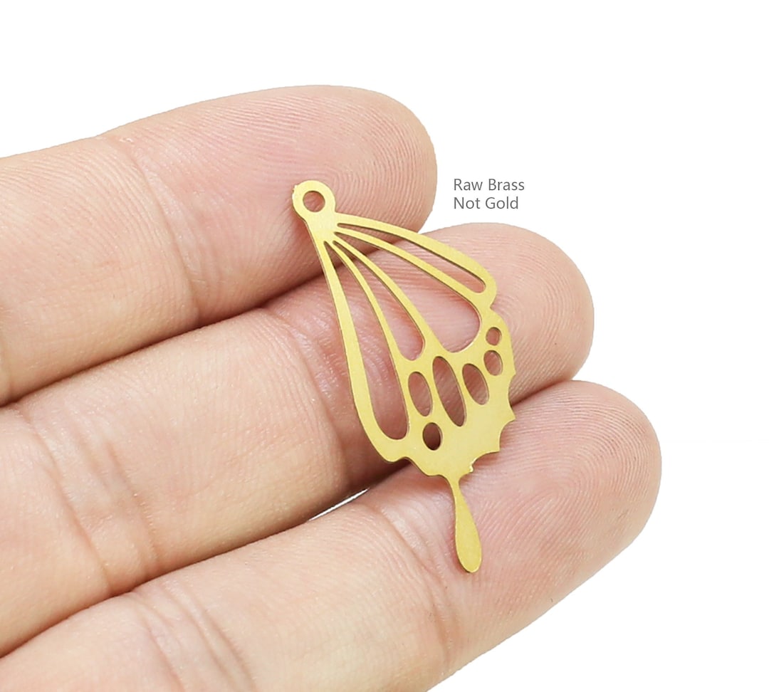 Filigree Butterfly Wing Charm, Moth Wing Pendant, Brass Charm for ...