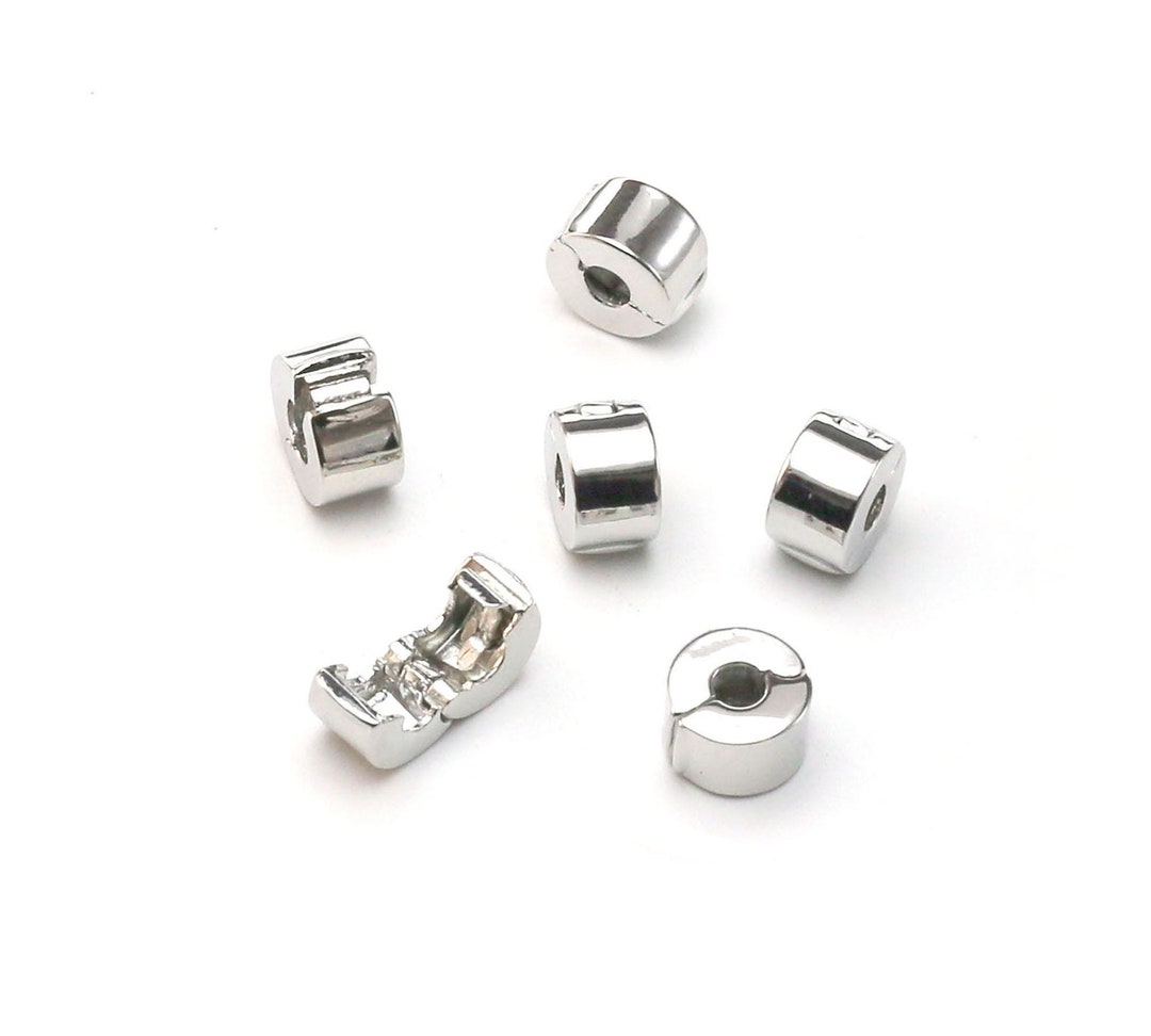 Stopper Beads, Clip Lock Beads, Shine Silver, Brass Beads, European ...