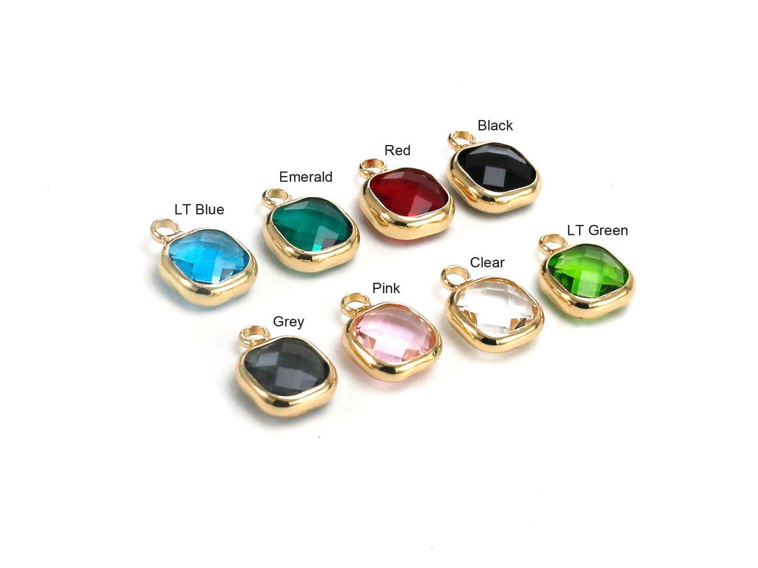 Birthstone Charms, Faceted Crystal Square Charms, Square Earring Charm ...