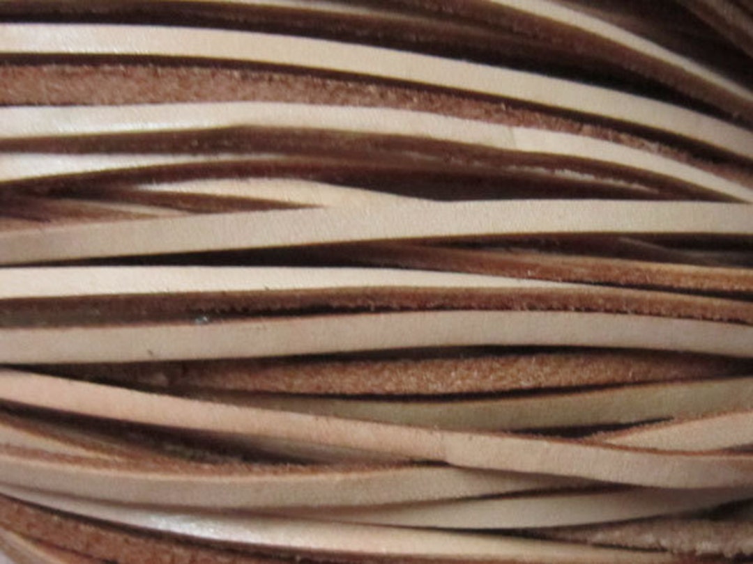 3mm Leather Lace, Natural Color, Genuine Leather Cord, 3x2mm, Flat ...