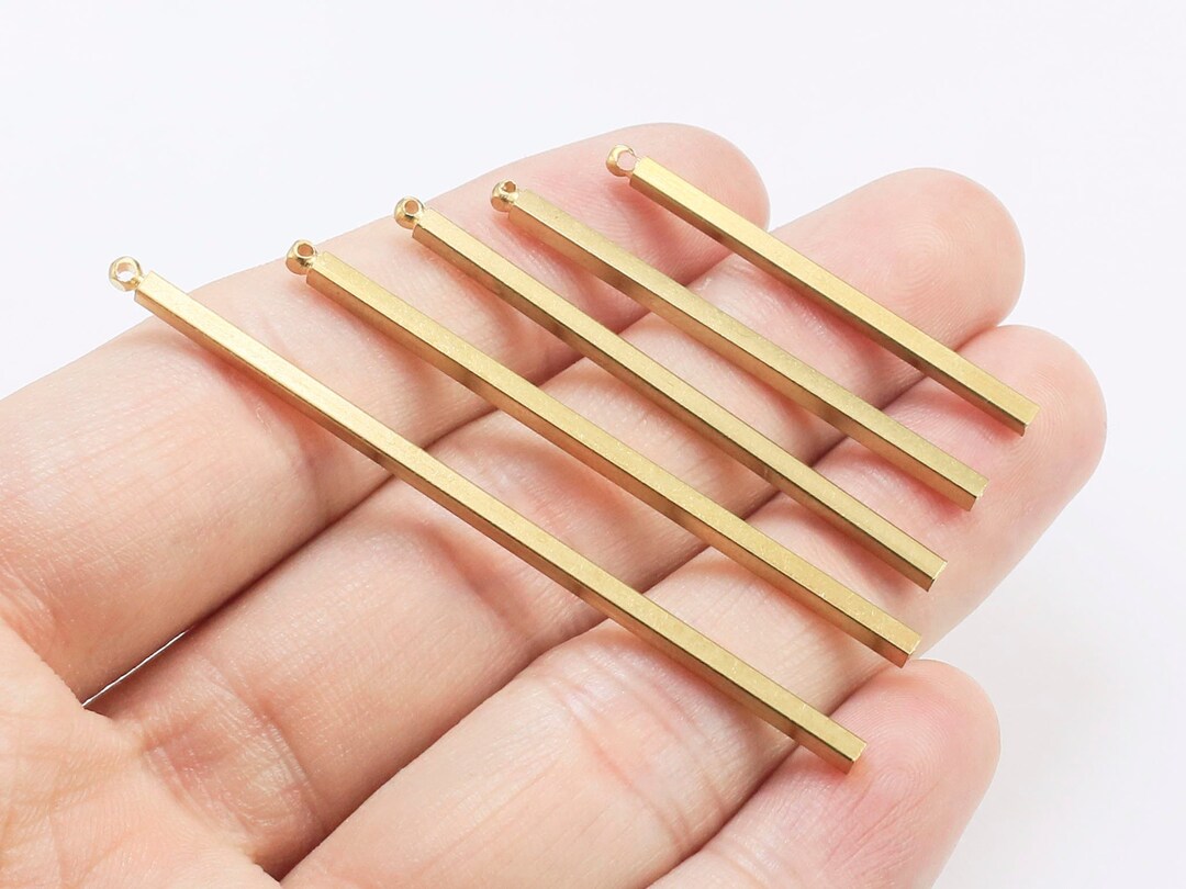 Square Stick Charm, Brass Earring Charms, Necklace Pendant, Raw Brass ...