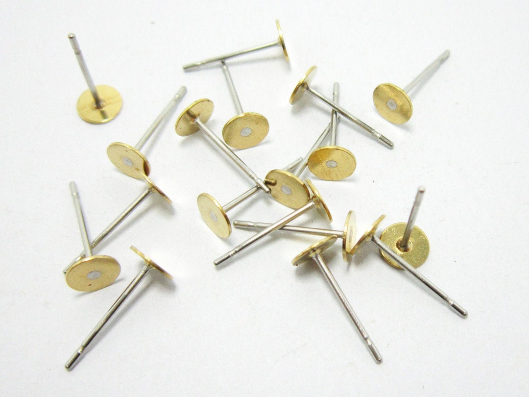 200pcs Brass Earring Posts 5x12mm Stud Pad Earring Studs - Etsy UK