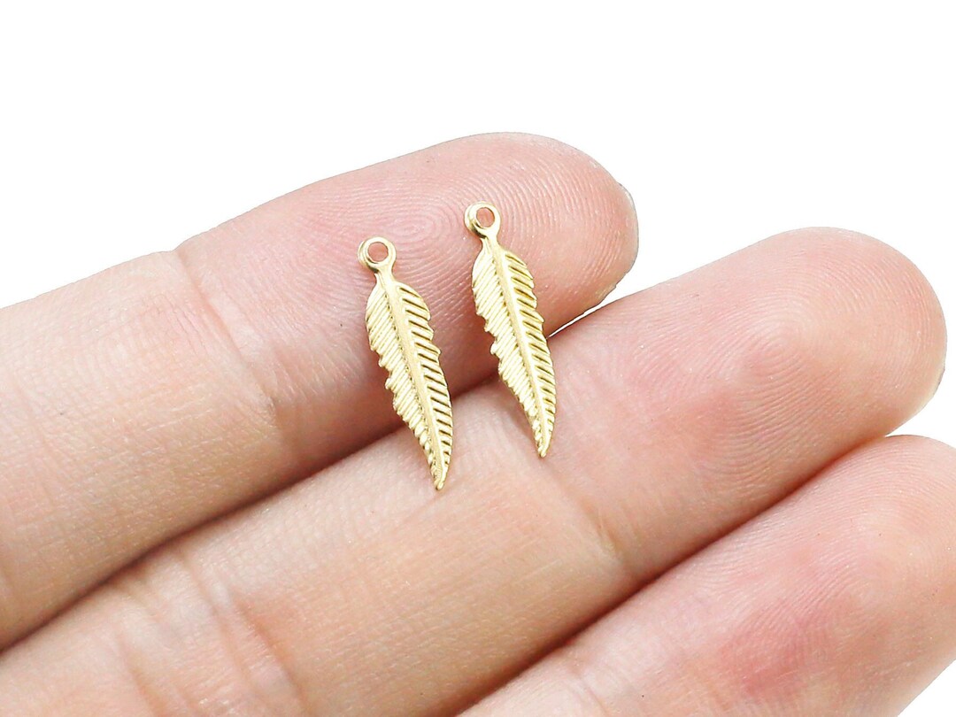 Textured Leaf Earring Charm, Tiny Leaf Brass Charms, 15.3x3.8mm ...
