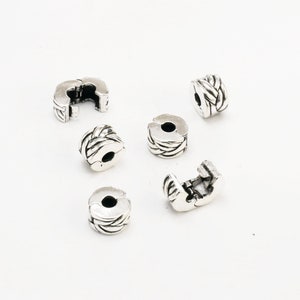 Braid Lace Stopper Beads, Clip Lock Beads, Silver Tone Brass Beads ...