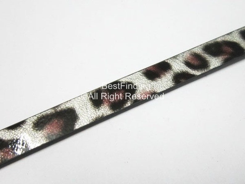 1meter Silver Leopard leather cord 10x2mm Flat leather | Etsy