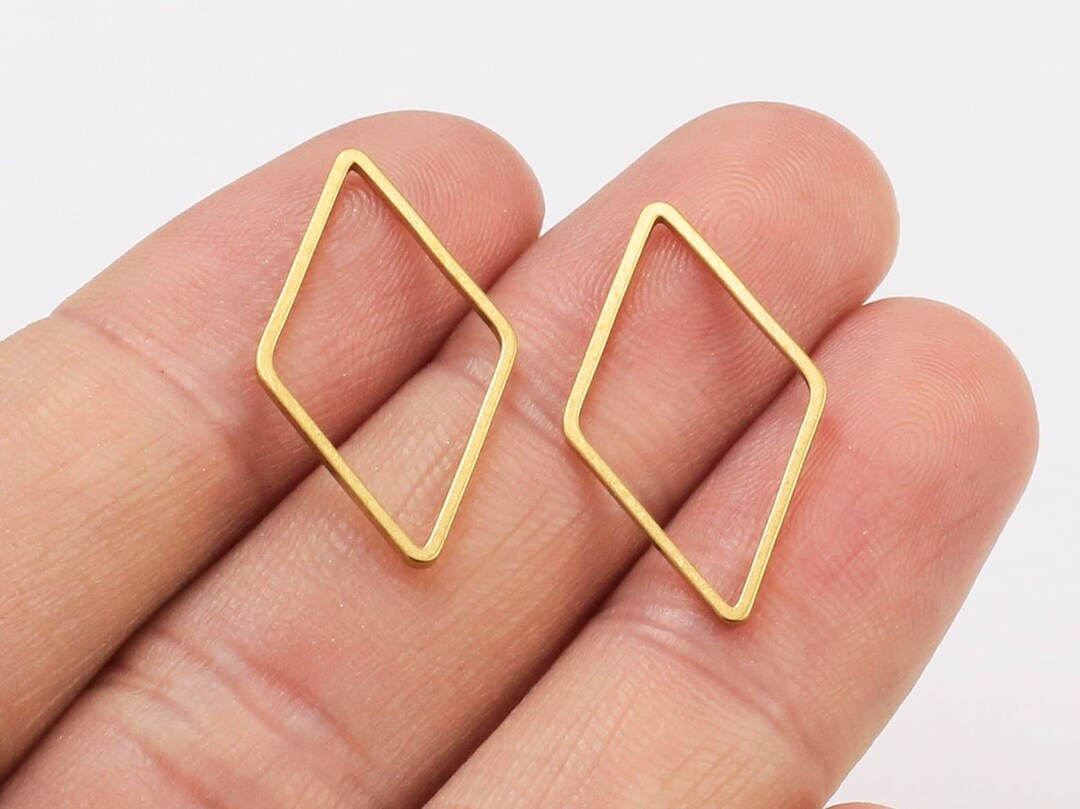 Rhombus Earring Charms, Diamond Brass Connector, Jewelry Making Charms ...