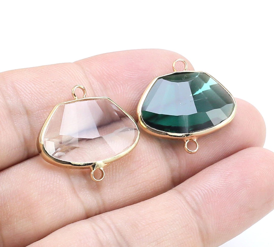 Crystal Connector, Faceted Trapezoid Crystal Charm, Link Chain ...