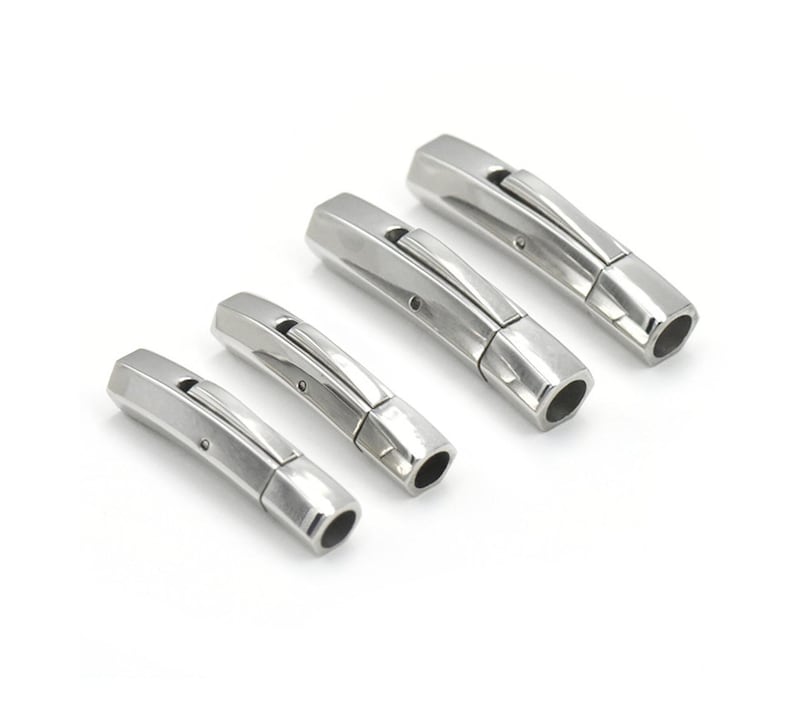 2pcs Stainless Steel Clasp, Hexagon, Round Leather Clasp, Necklace ...