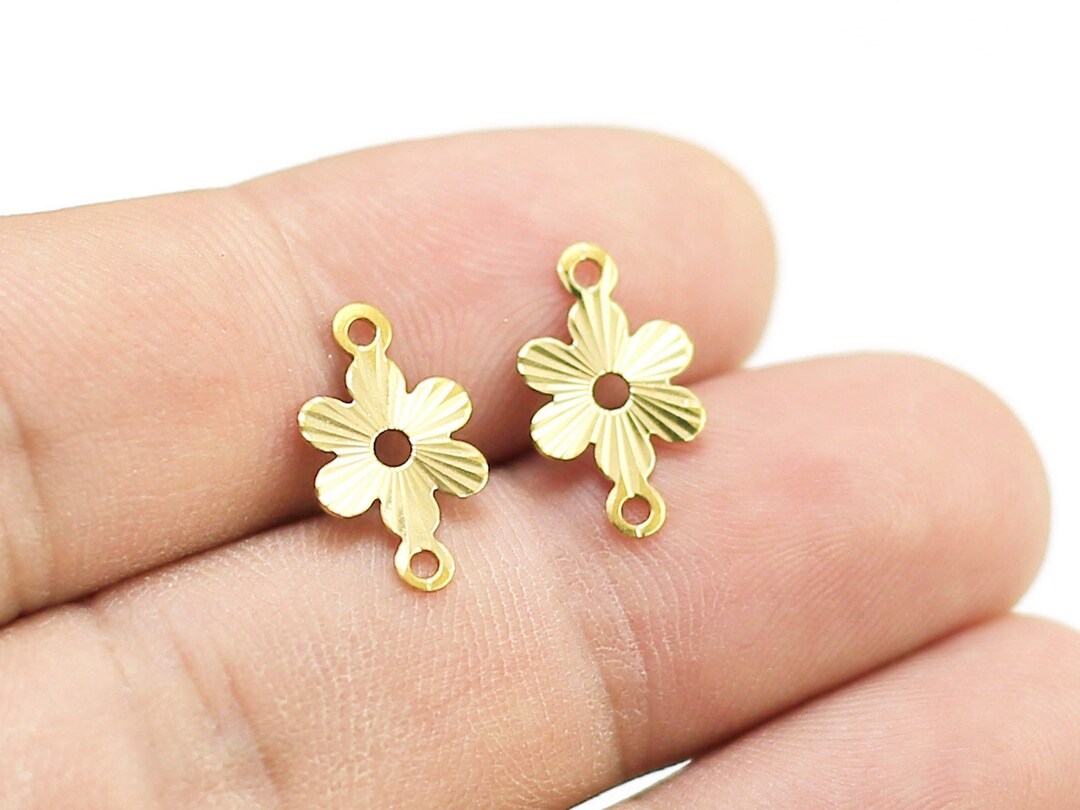 Daisy Earring Connector, Brass Flower Charm, 15.5x9x0.5mm, Link Chain ...
