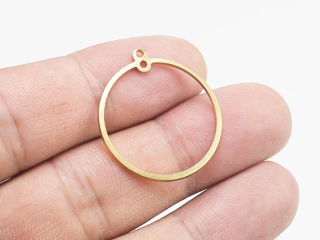 Round Circle Earring Charms, Brass Round Connector, Round Brass Charm ...