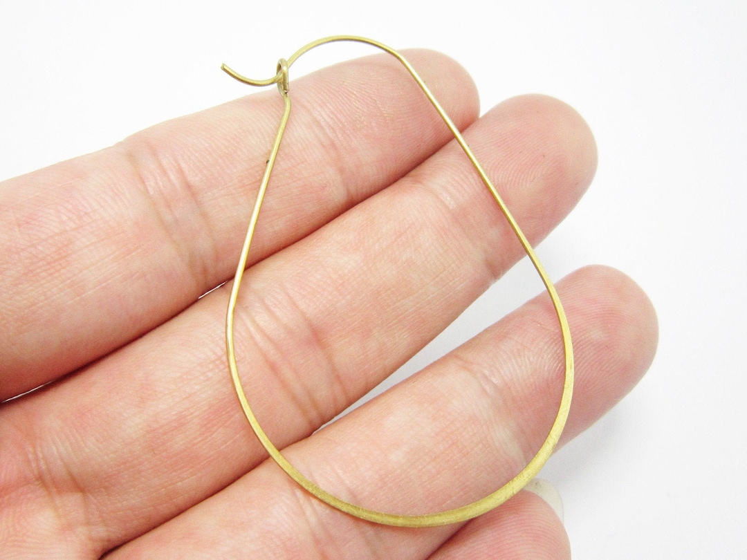 Hammered Oval Earring Wires, Brass Ear Wires, Earring Hoops, 53x36mm ...