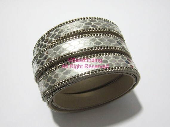 1meter 10x2mm Silver Beige Intervein Snake Lace Flat Leather | Etsy