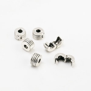 Ribbon Stopper Beads, Clip Lock Beads, Rough Silver, Brass Beads ...