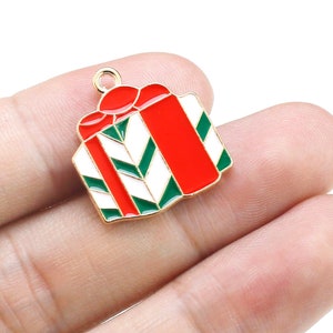 10pcs, Present Charms, Enamel Gift Box Charm, Christmas Earring Charms ...