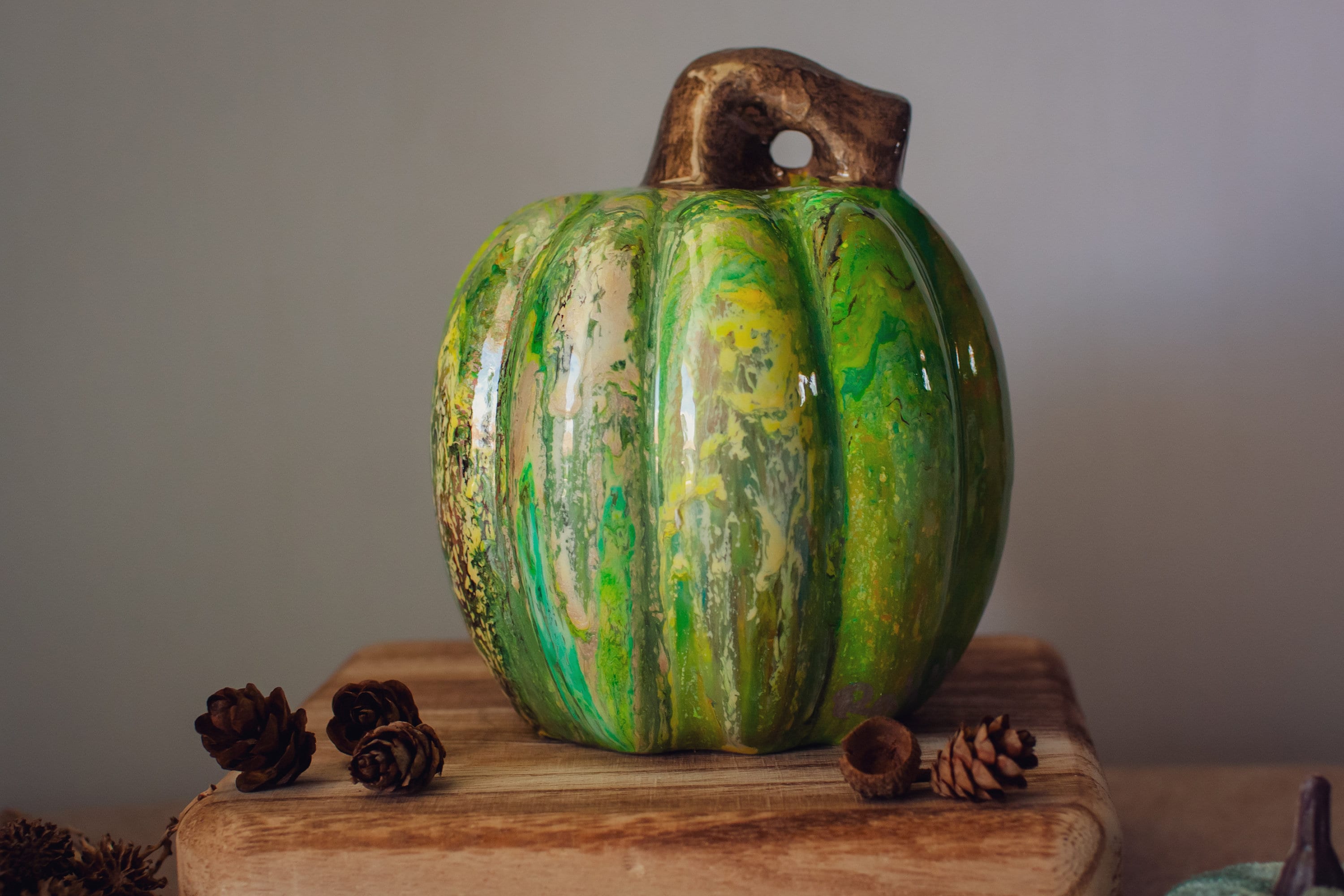 Paint-poured Ceramic Pumpkin - Etsy