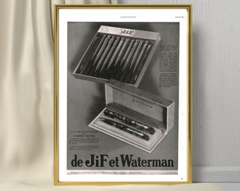 Waterman Fountain Pen Poster Original Vintage Ad French | Etsy