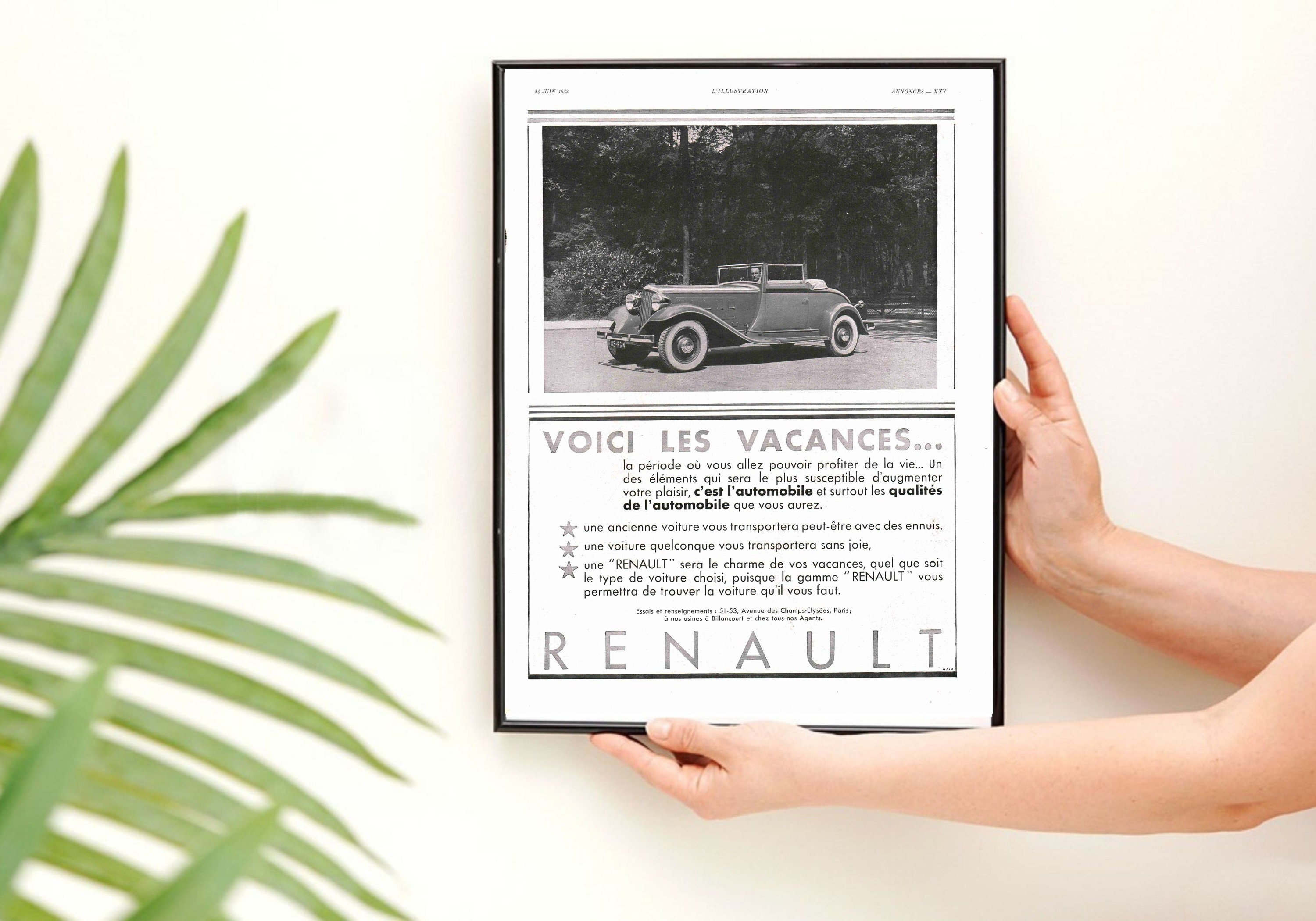 Champagne Sommelier / Renault Cars, Double-sided Vintage Poster. 1933 ...