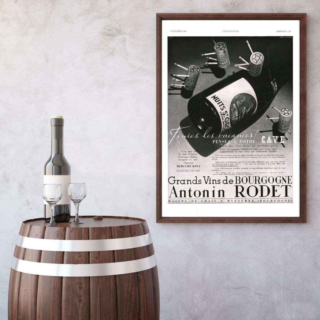 Antonin Rodet French Wine Poster, 1938 Vintage Magazine Ad, Original ...