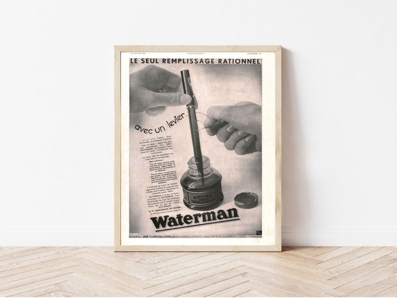 Waterman Fountain Pen Poster, Original Vintage Ad, French Magazine ...