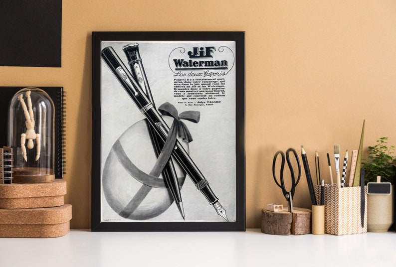 Jif Waterman Fountain Pen Poster, Original Advertising Page, French ...