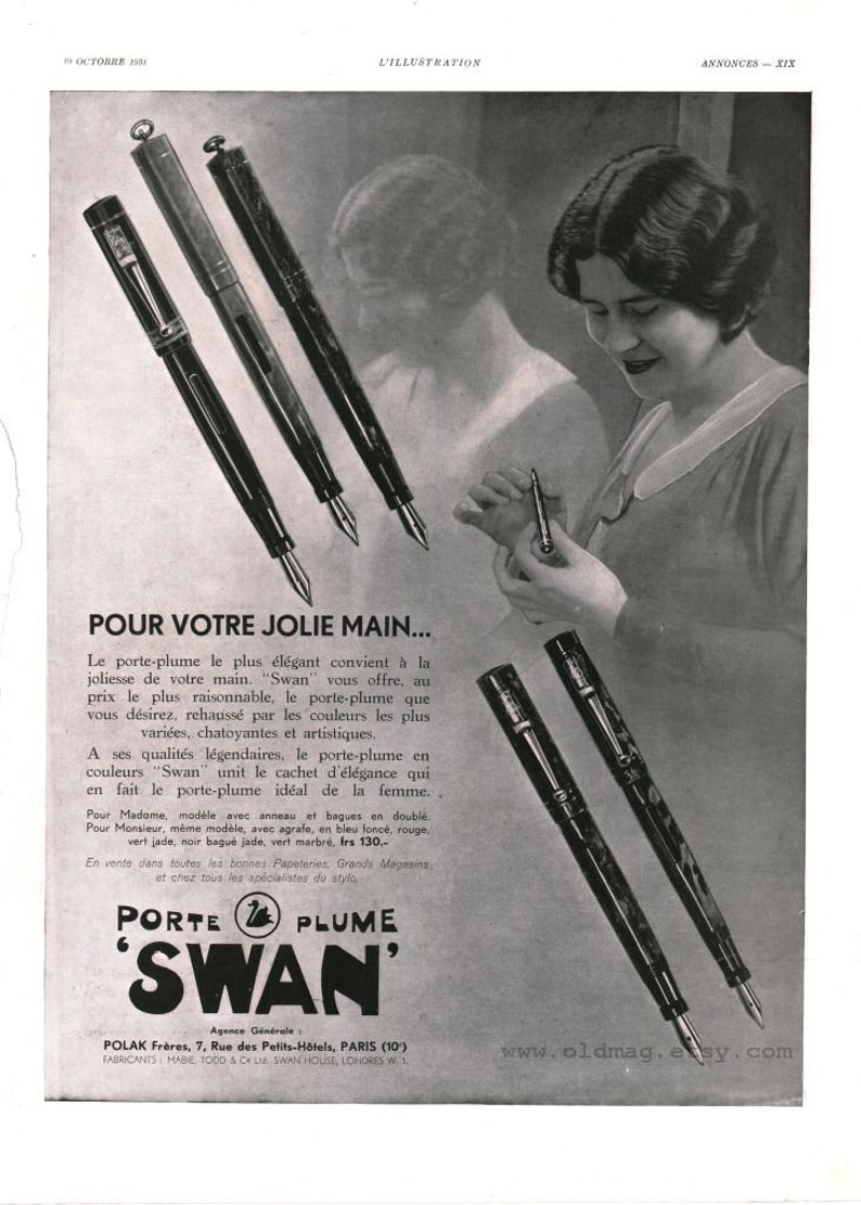 Swan Fountain Pen / Eau De Cologne D'orsay Double Sided - Etsy