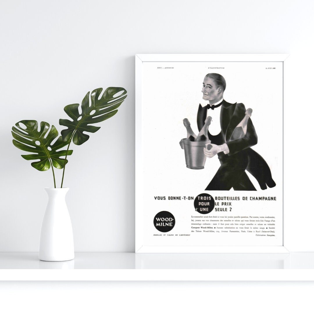 Champagne Sommelier / Renault Cars, Double-sided Vintage Poster. 1933 ...