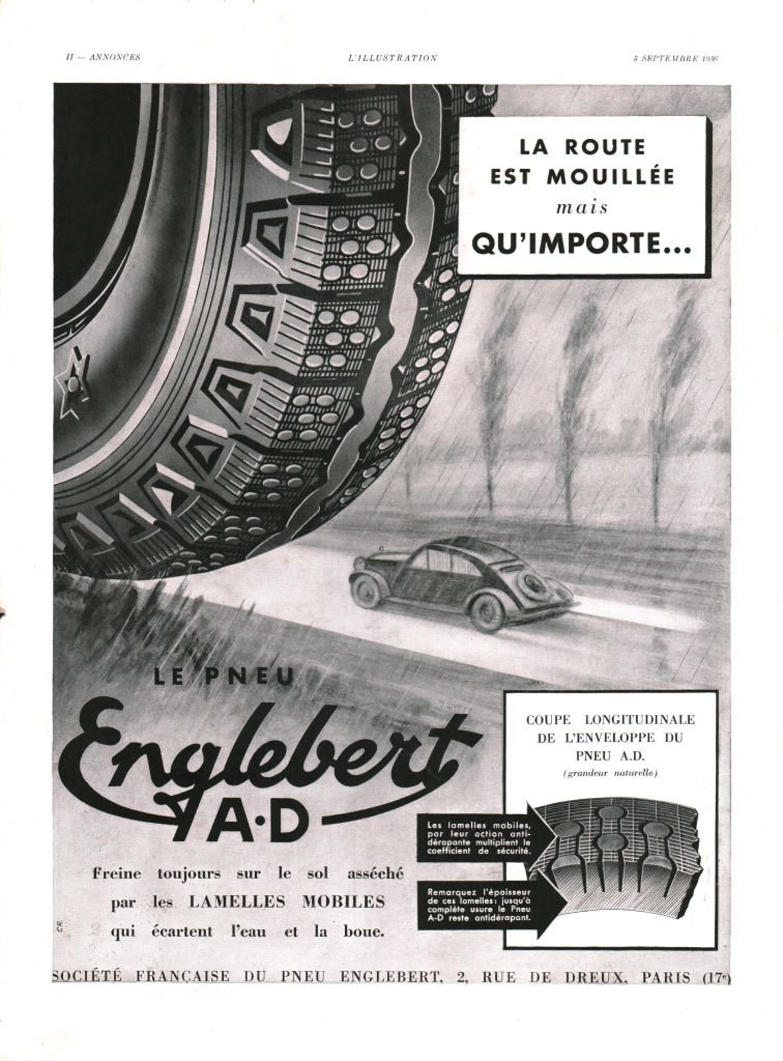 Englebert Car Tires / Celtique Cigarettes, Double-sided Vintage Poster ...