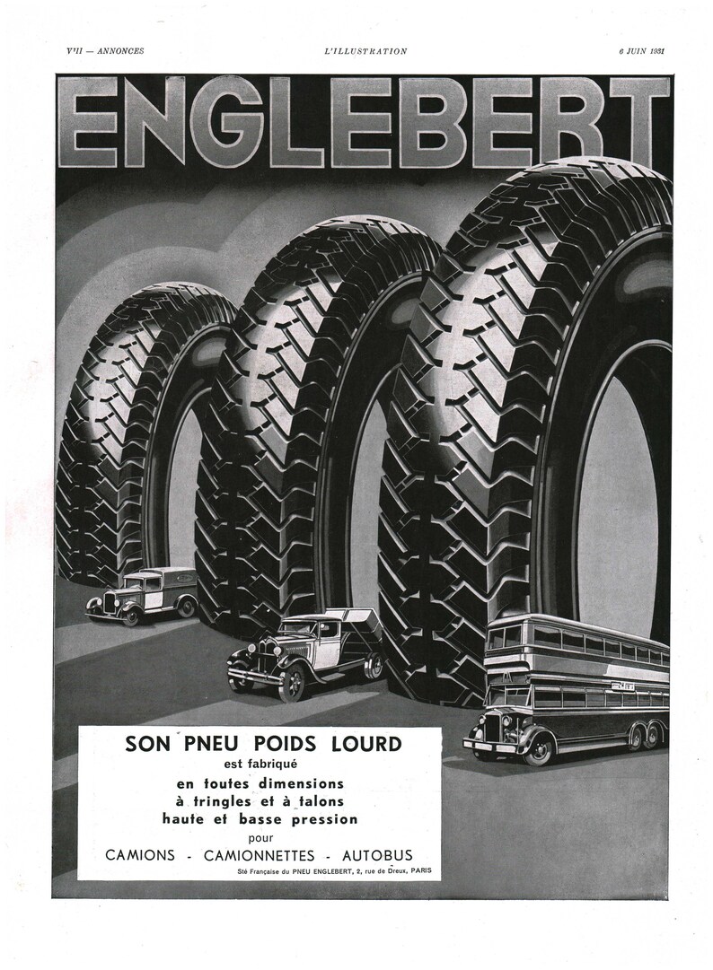 Eau De Cologne 4711 / Englebert Tires Double-sided Vintage Poster. 1931 ...