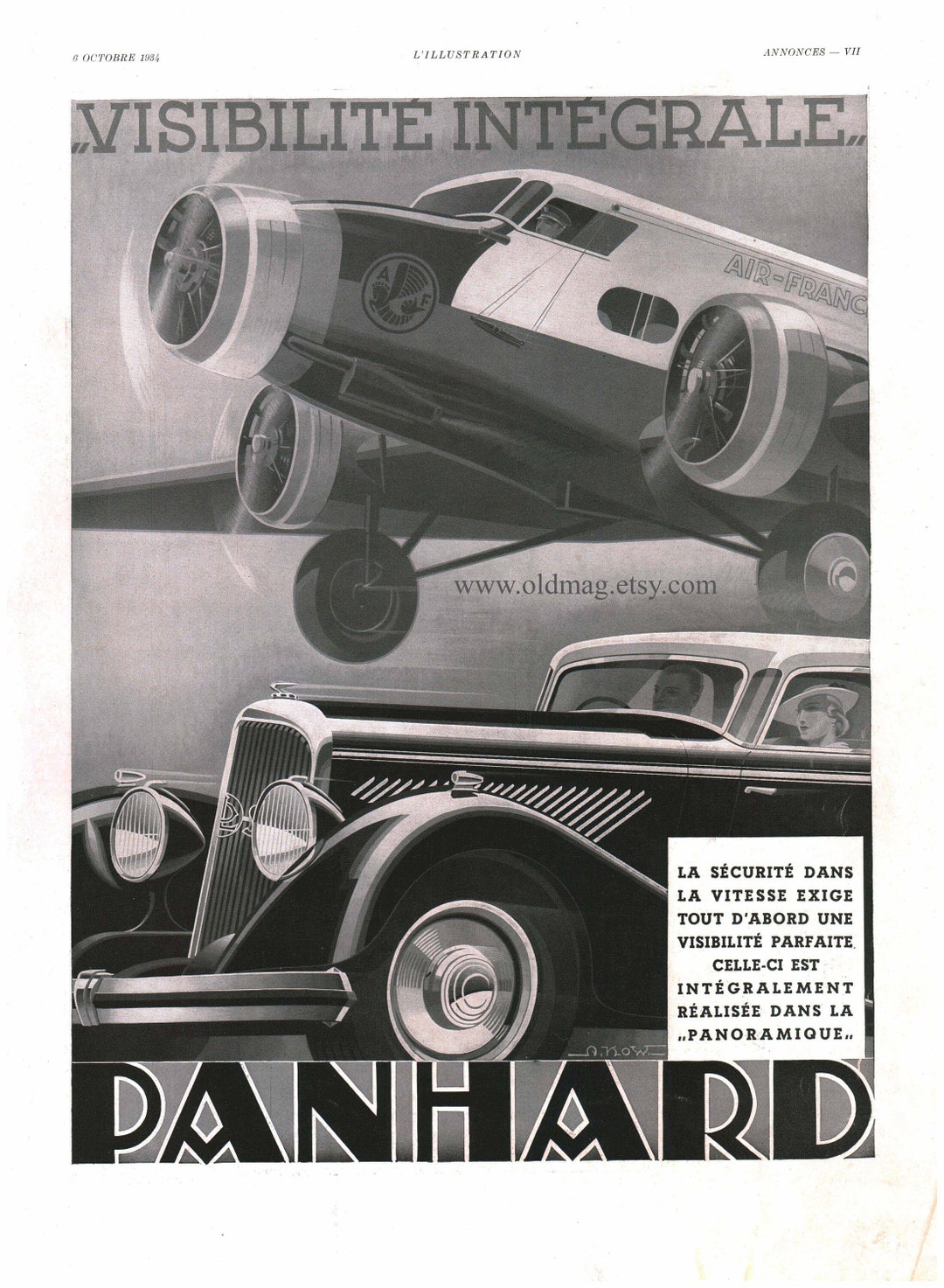 Panhard Cars / Englebert Tires, Double-sided Vintage Poster, 1934 ...