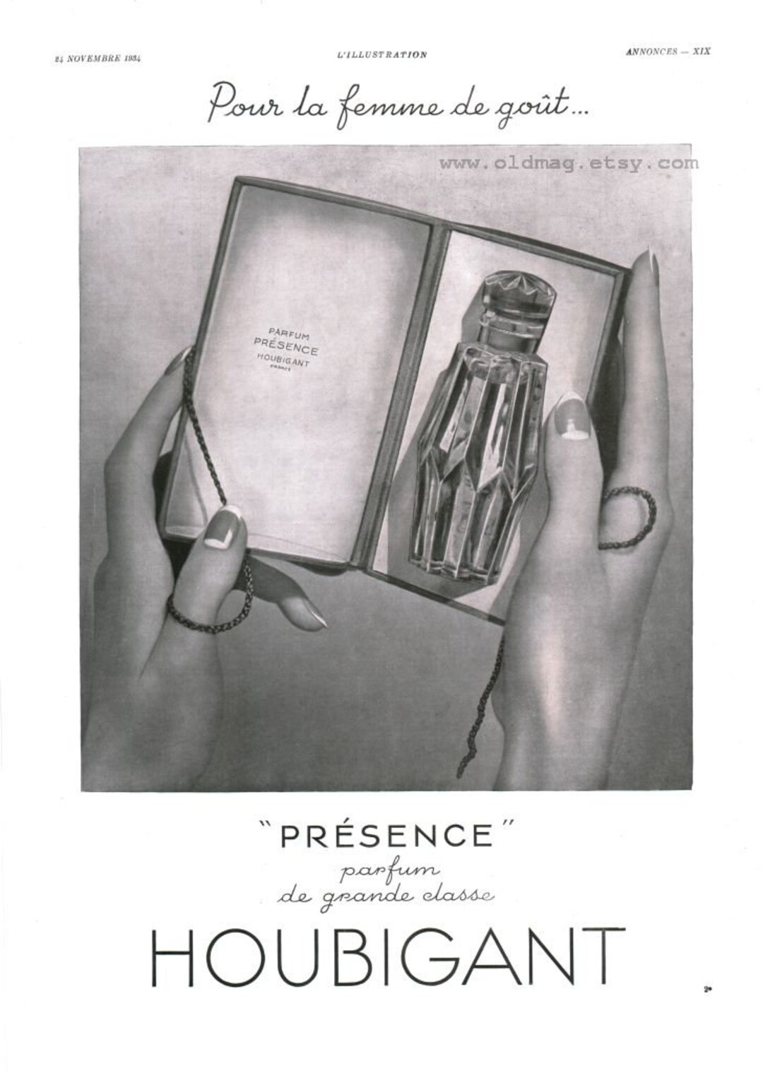 1934 French Magazine Ad, Gift Pack Presence Perfume by Houbigant ...
