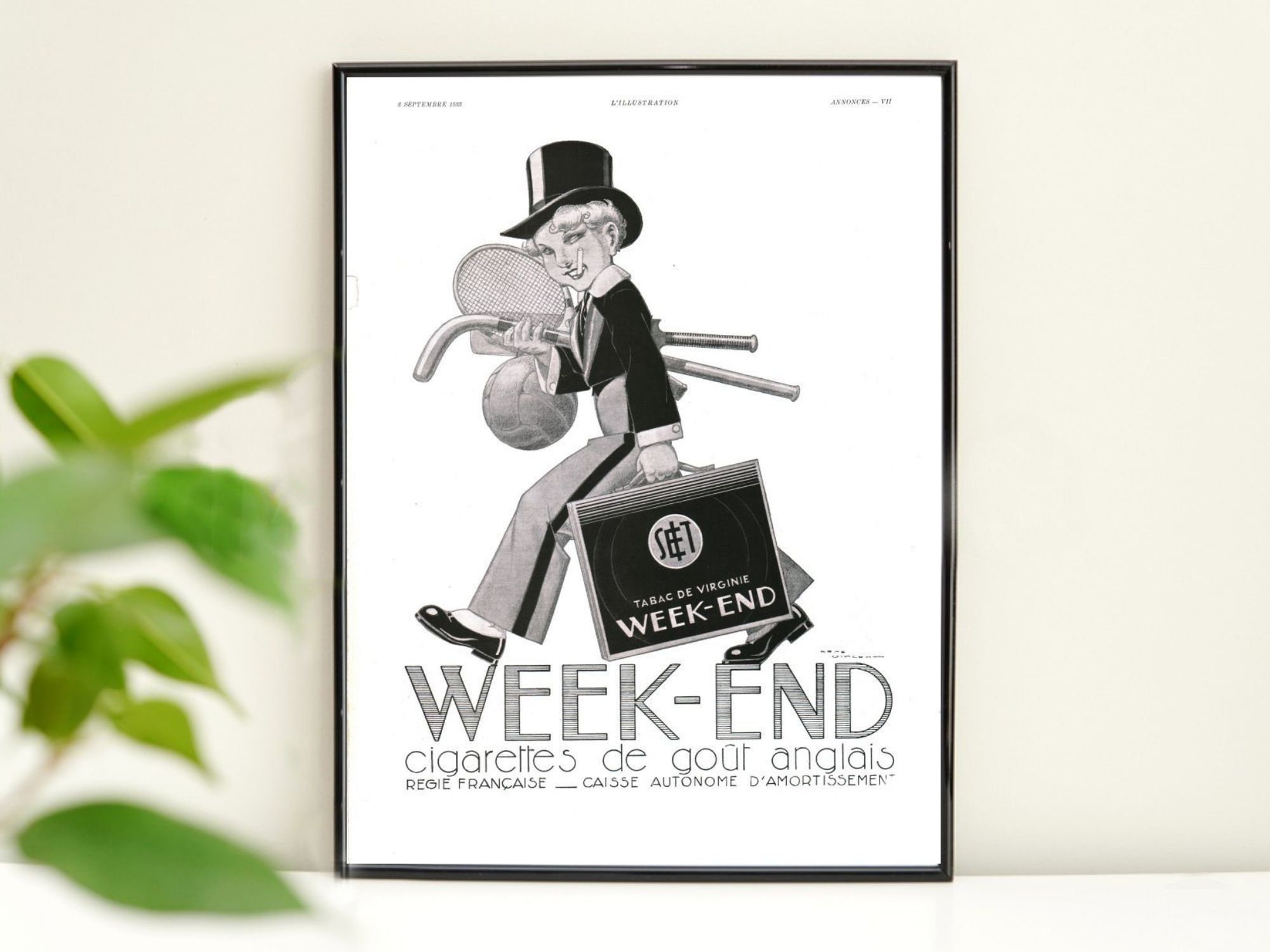 Weekend Cigarettes Wall Art Poster. Sport Ad, Tennis Golf French Pub ...