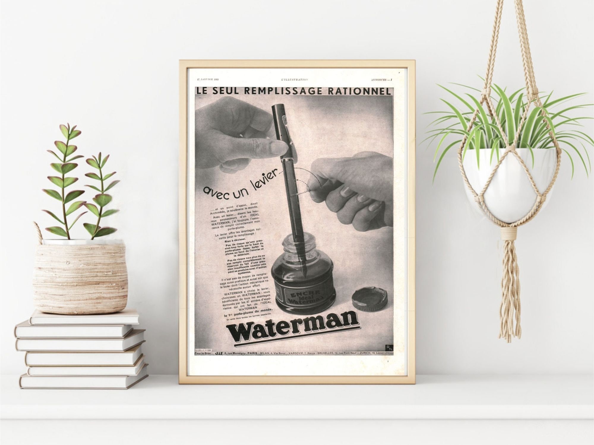 Waterman Fountain Pen Poster, Original Vintage Ad, French Magazine ...