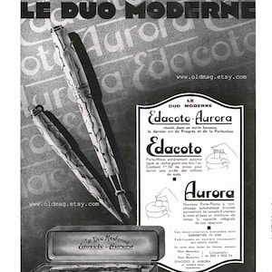 Aurora Edacoto Fountain Pen / Flechet Hats, Double-sided Vintage Poster ...