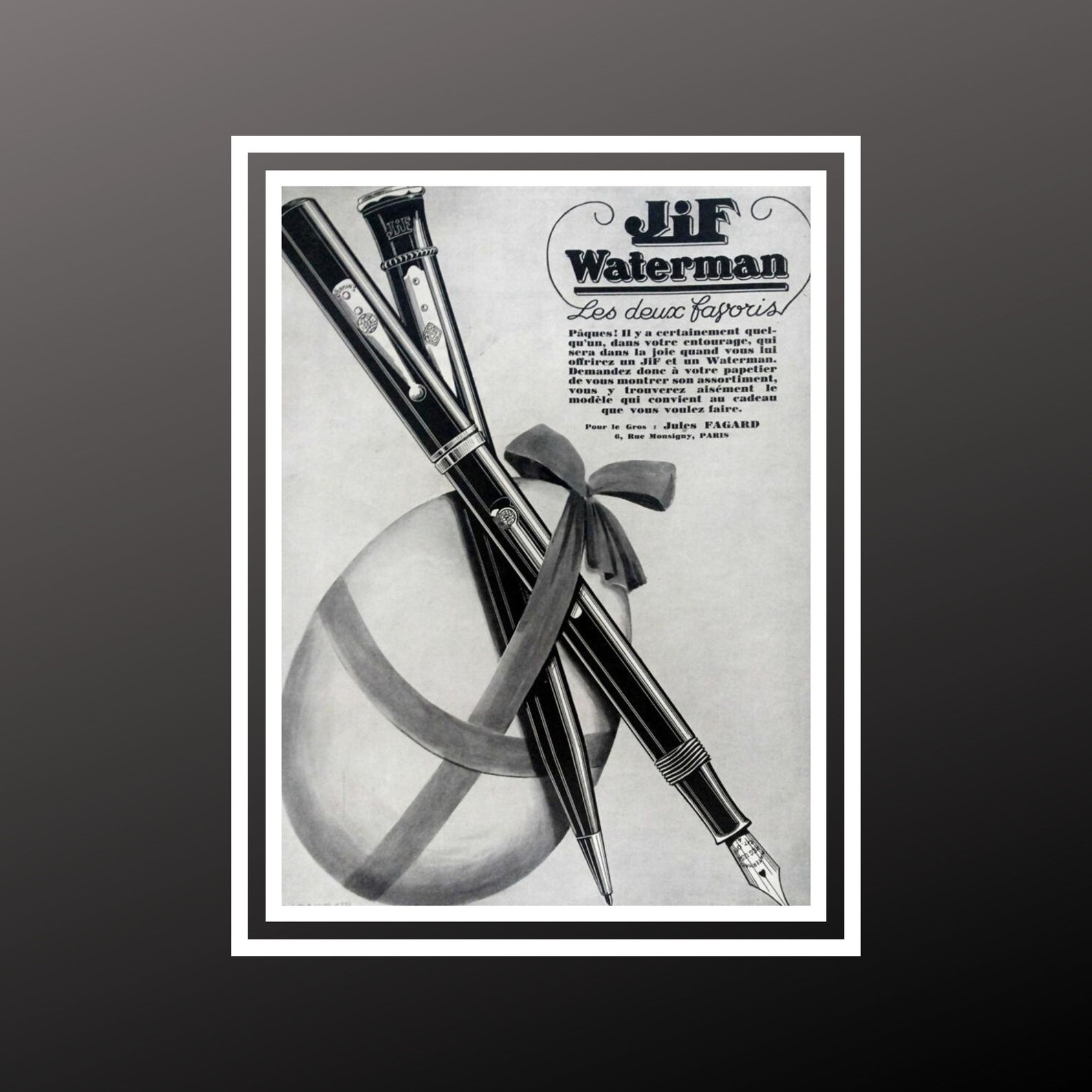 Jif Waterman fountain pen poster original advertising page | Etsy