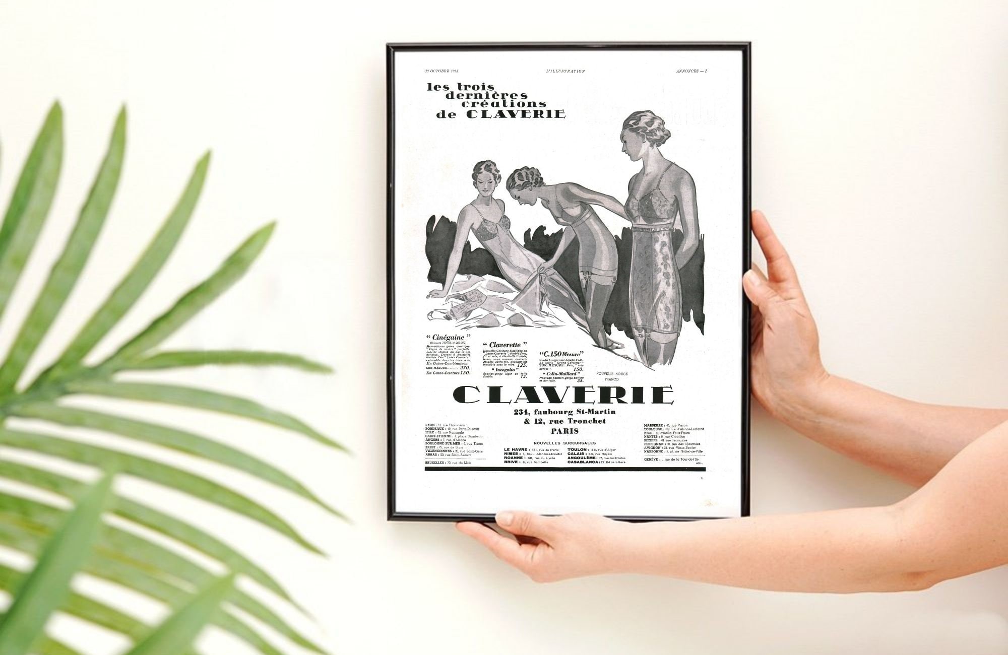 Claverie Lingerie Ad Magazine Vintage Poster Women Wearing - Etsy