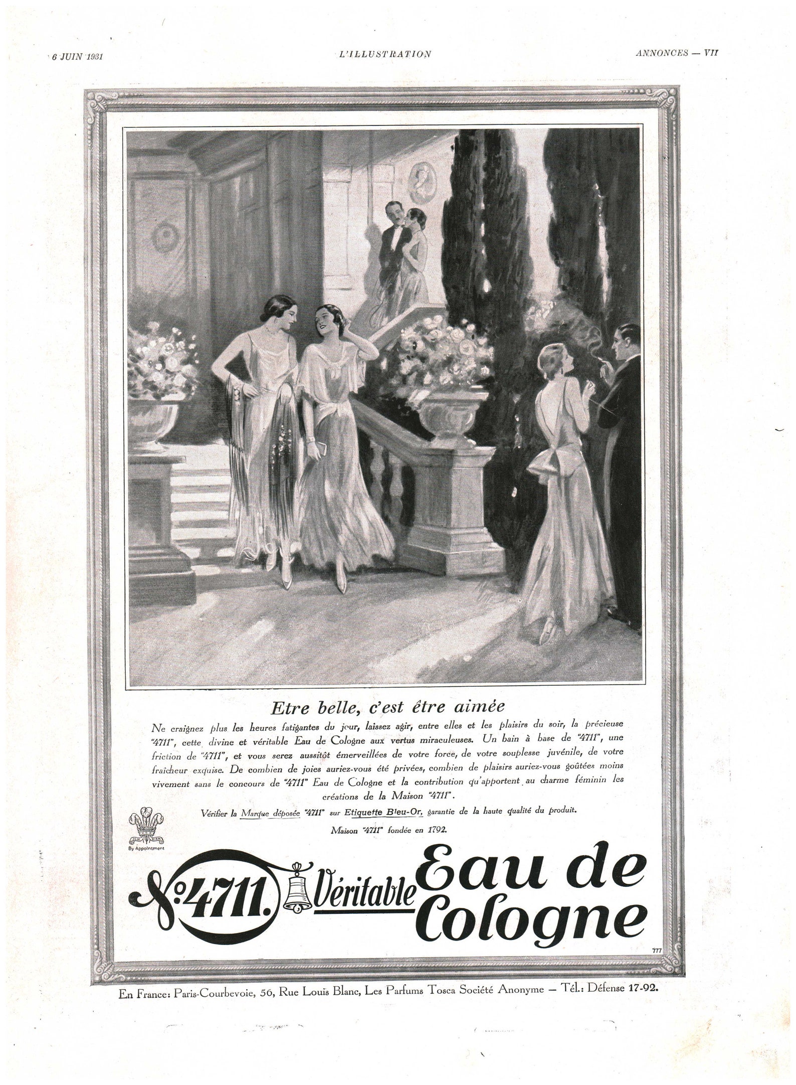 Eau De Cologne 4711 / Englebert Tires Double-sided Vintage Poster. 1931 ...