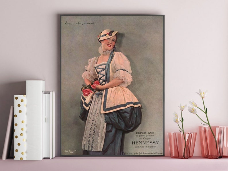 Cognac Hennessy Tear Sheet Vintage Poster. 1935 French Lady ...